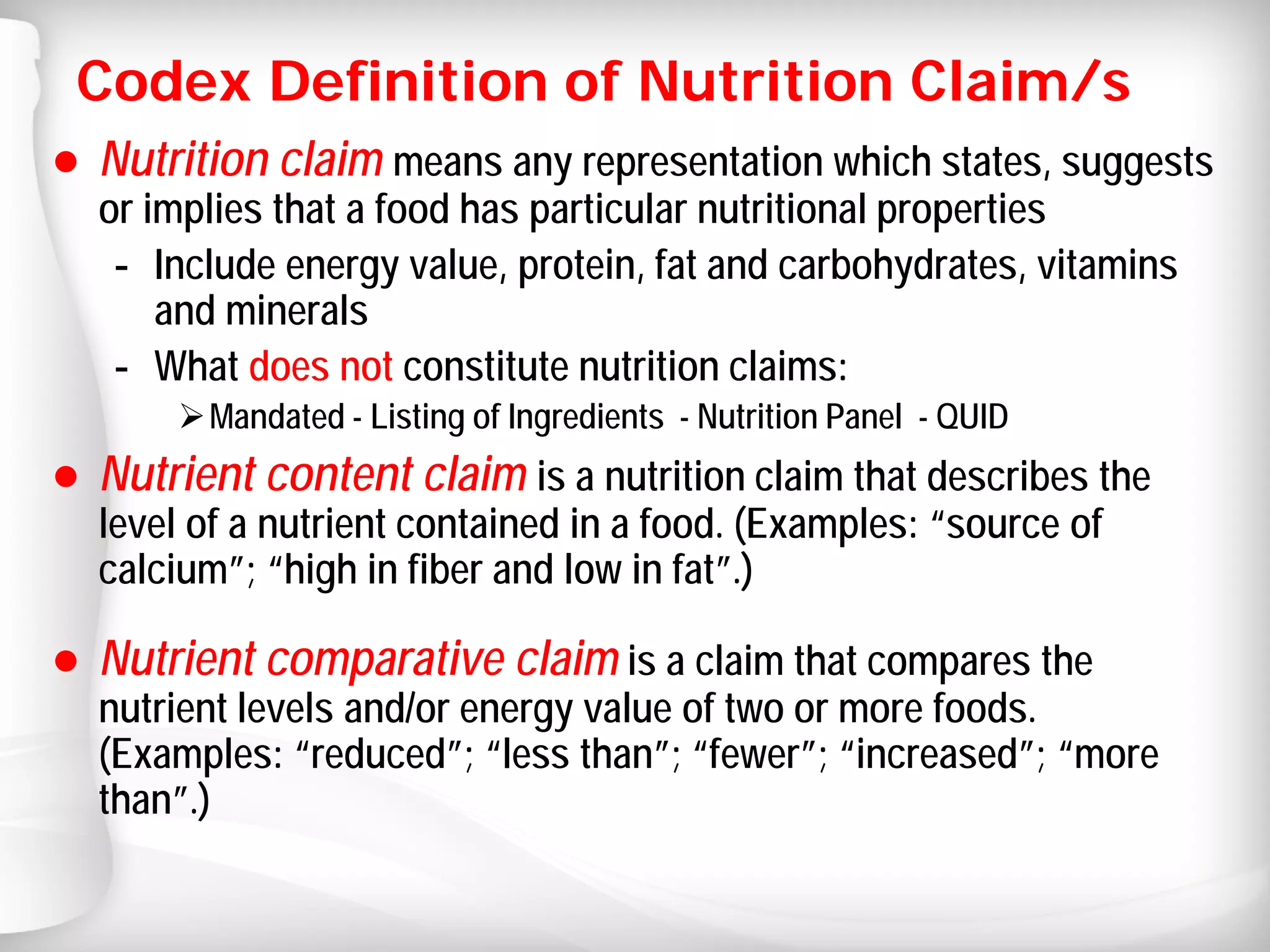 Nutrition and Health Claim - FINAL_Jul2012 | PDF