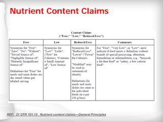 Nutrition and Health Claim - FINAL_Jul2012 | PDF