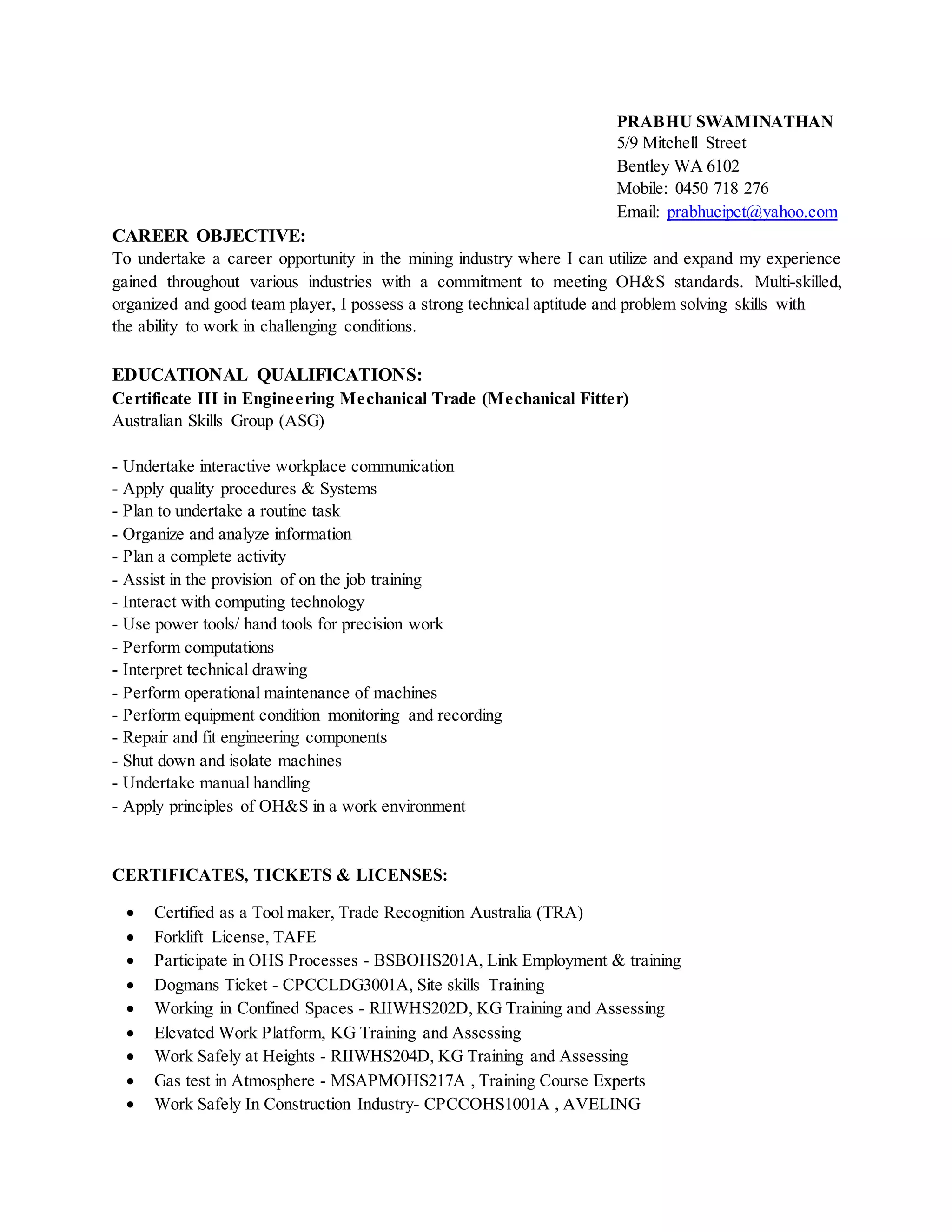 Resume fitter | DOCX