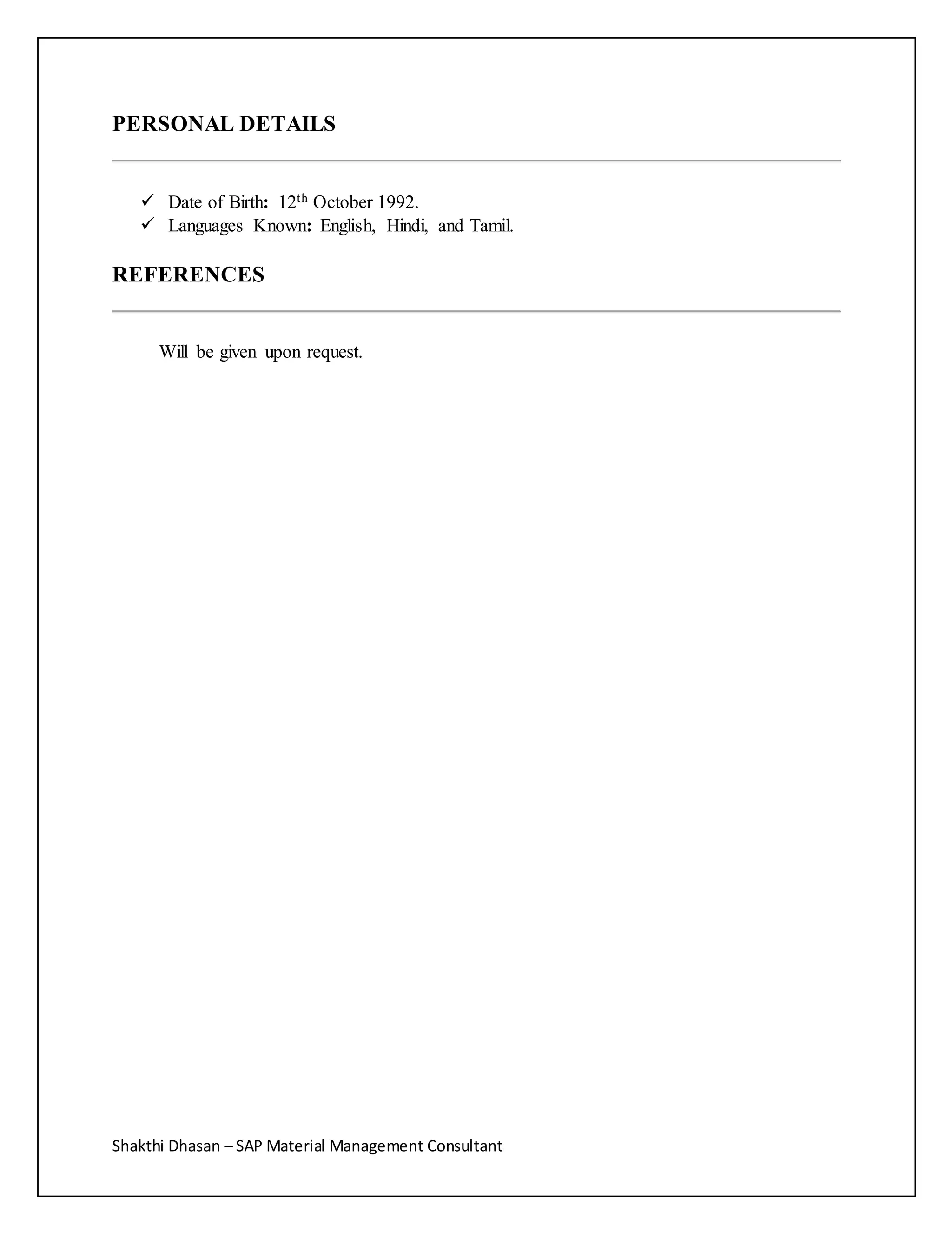 SHAKTHI DHASAN-SAP Material Management Consultant | DOCX