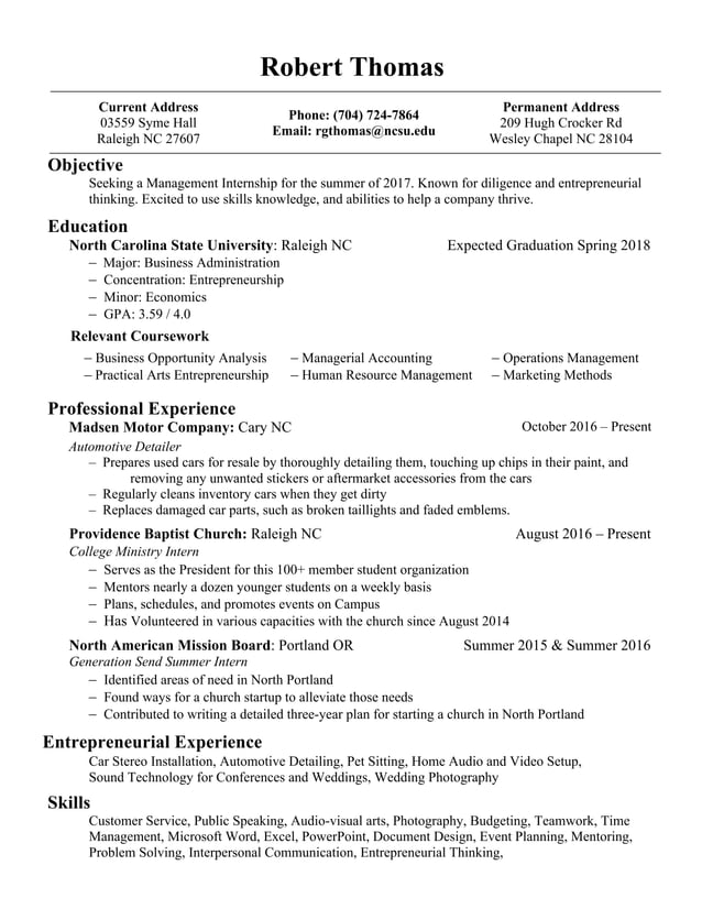 Robert Thomas Resume 2017 | PDF