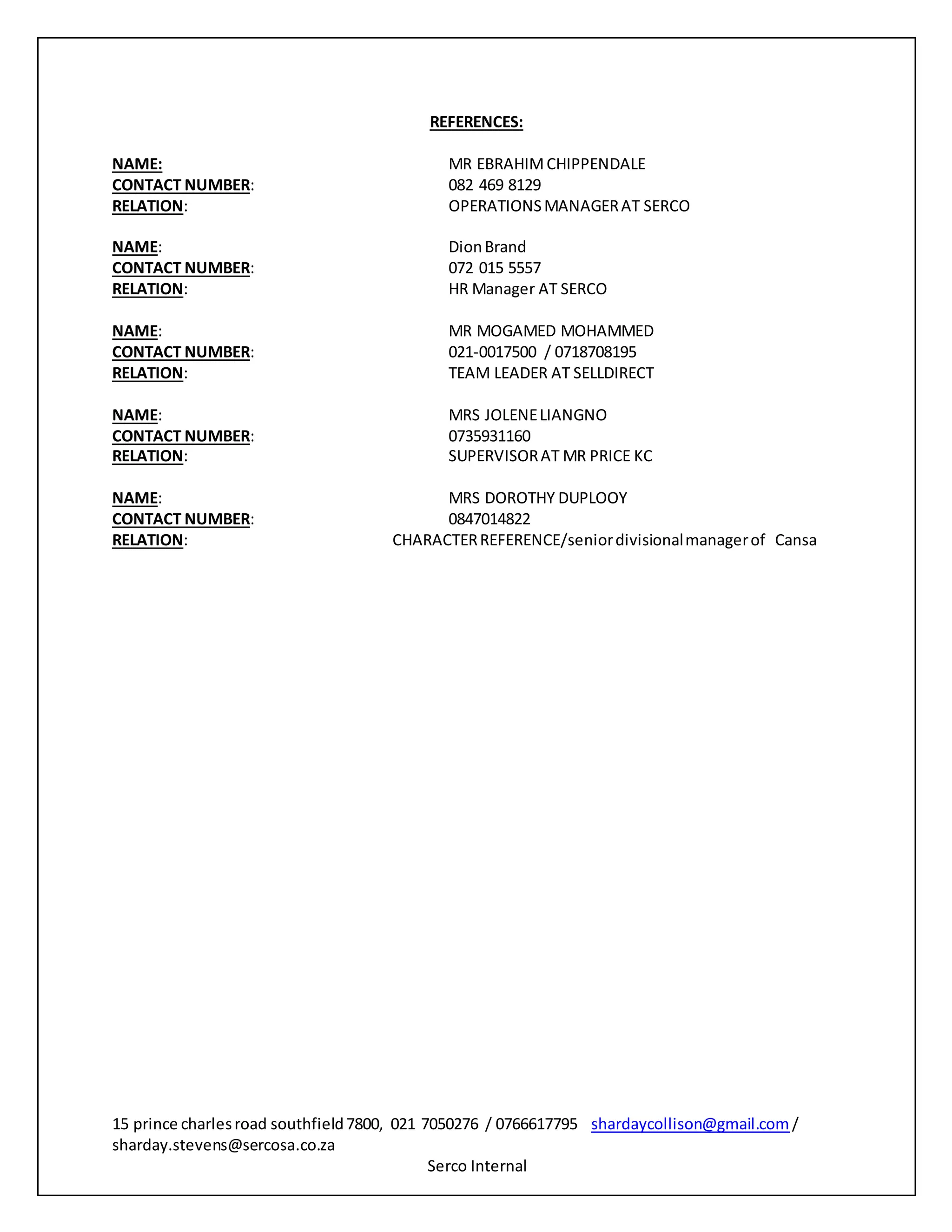 CV of sharday stevens may 2015 | DOCX