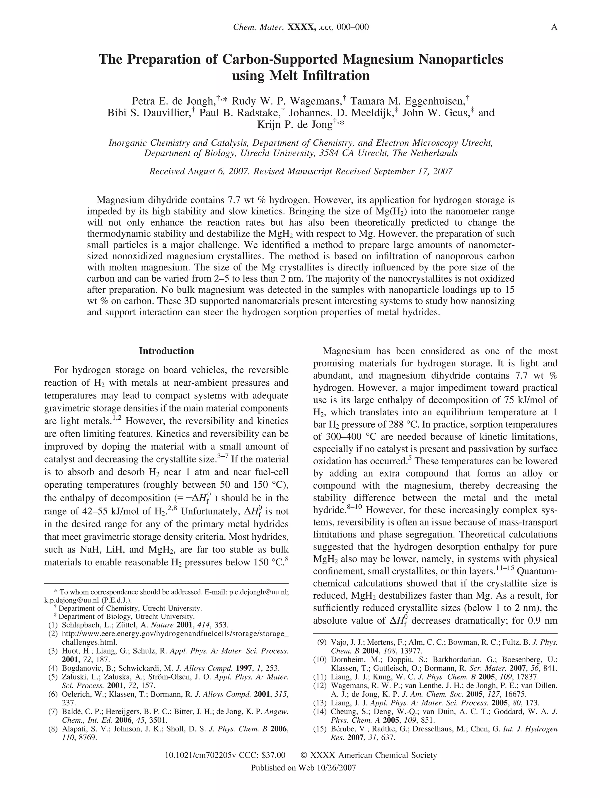 The Preparation of Carbon-Supported Magnesium Nanoparticles | PDF