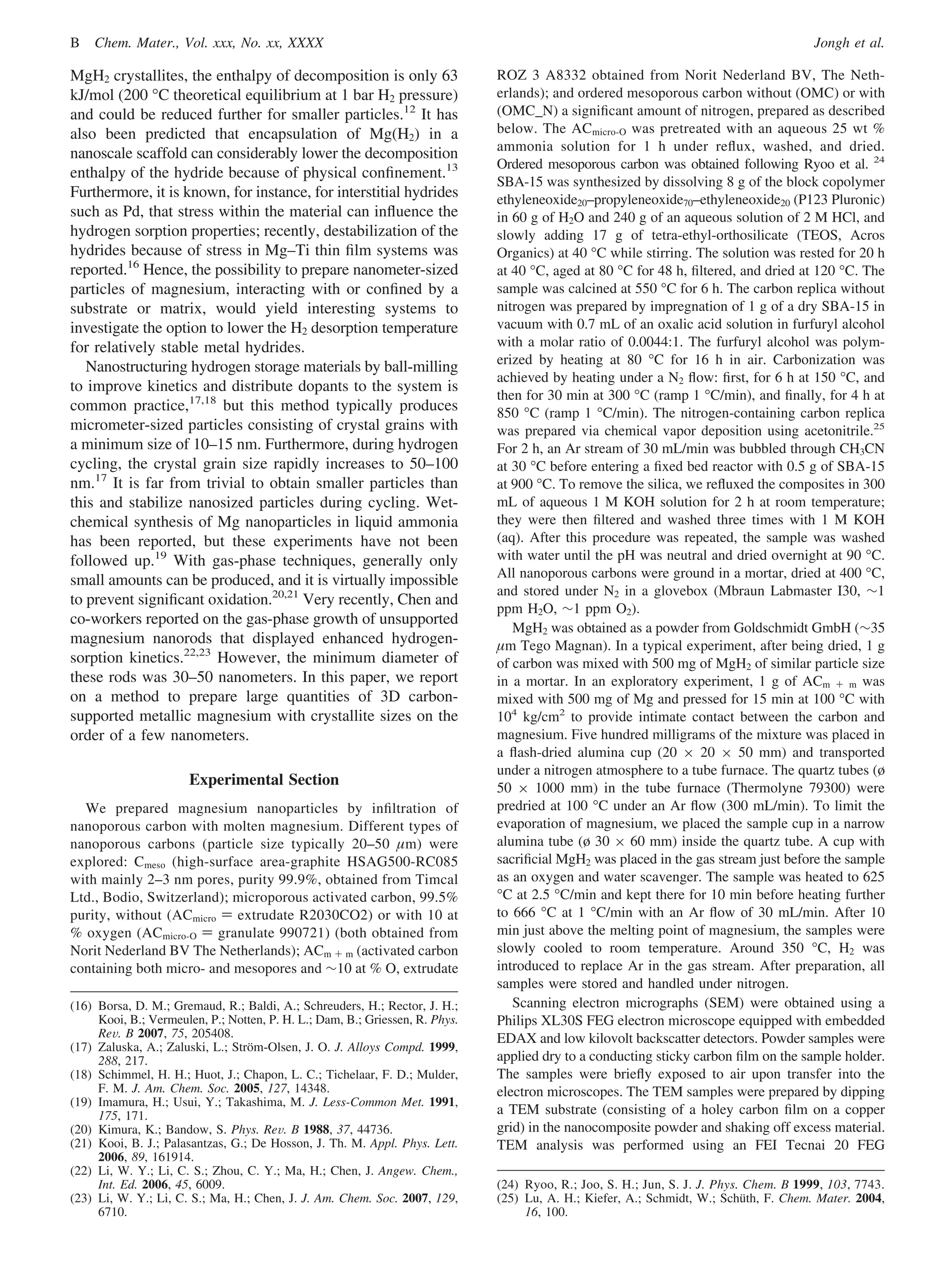 The Preparation of Carbon-Supported Magnesium Nanoparticles | PDF