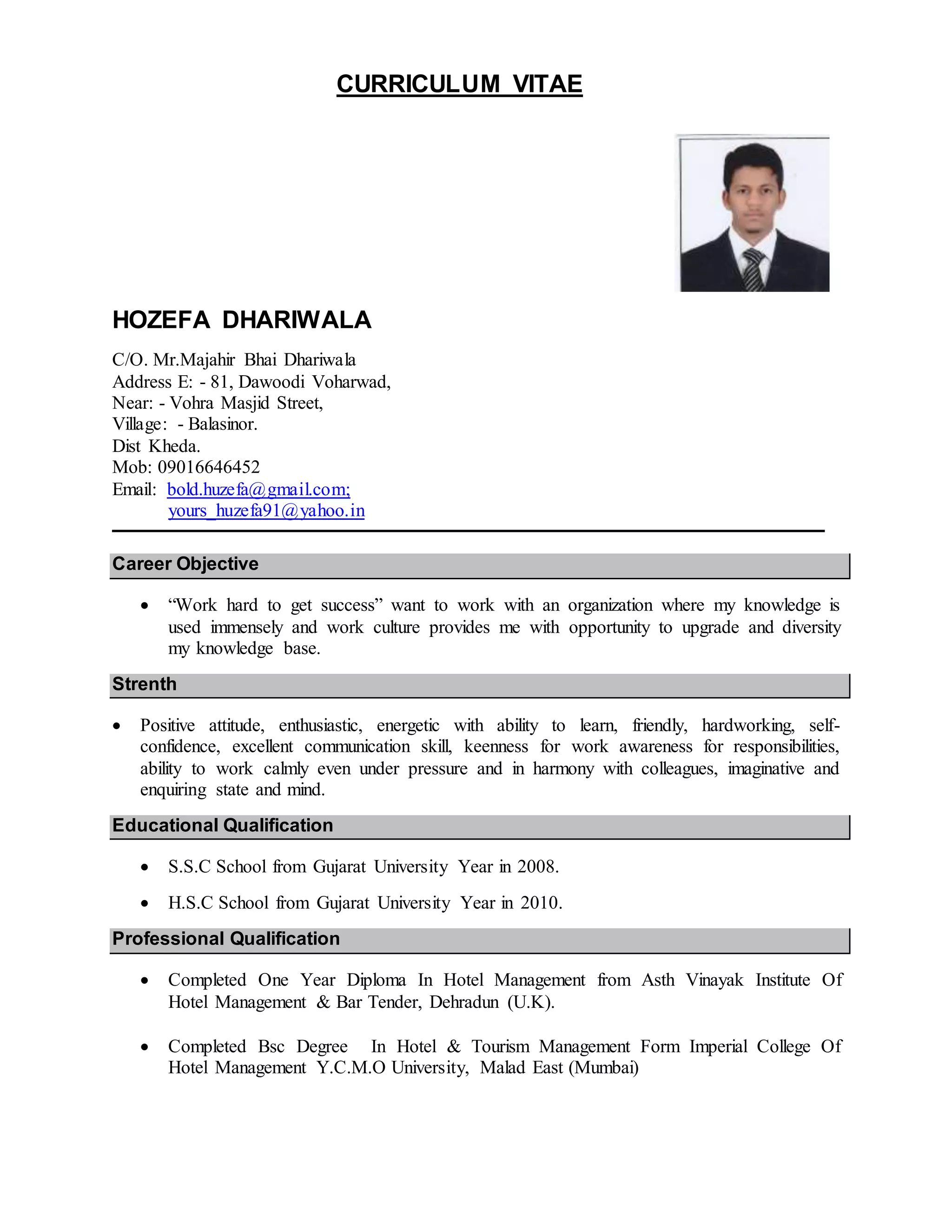 hozefa | DOCX | Hospitality Industry | Industries