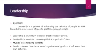 ROLE Of LEADERSHIP Presentation PPTX.... | PPT