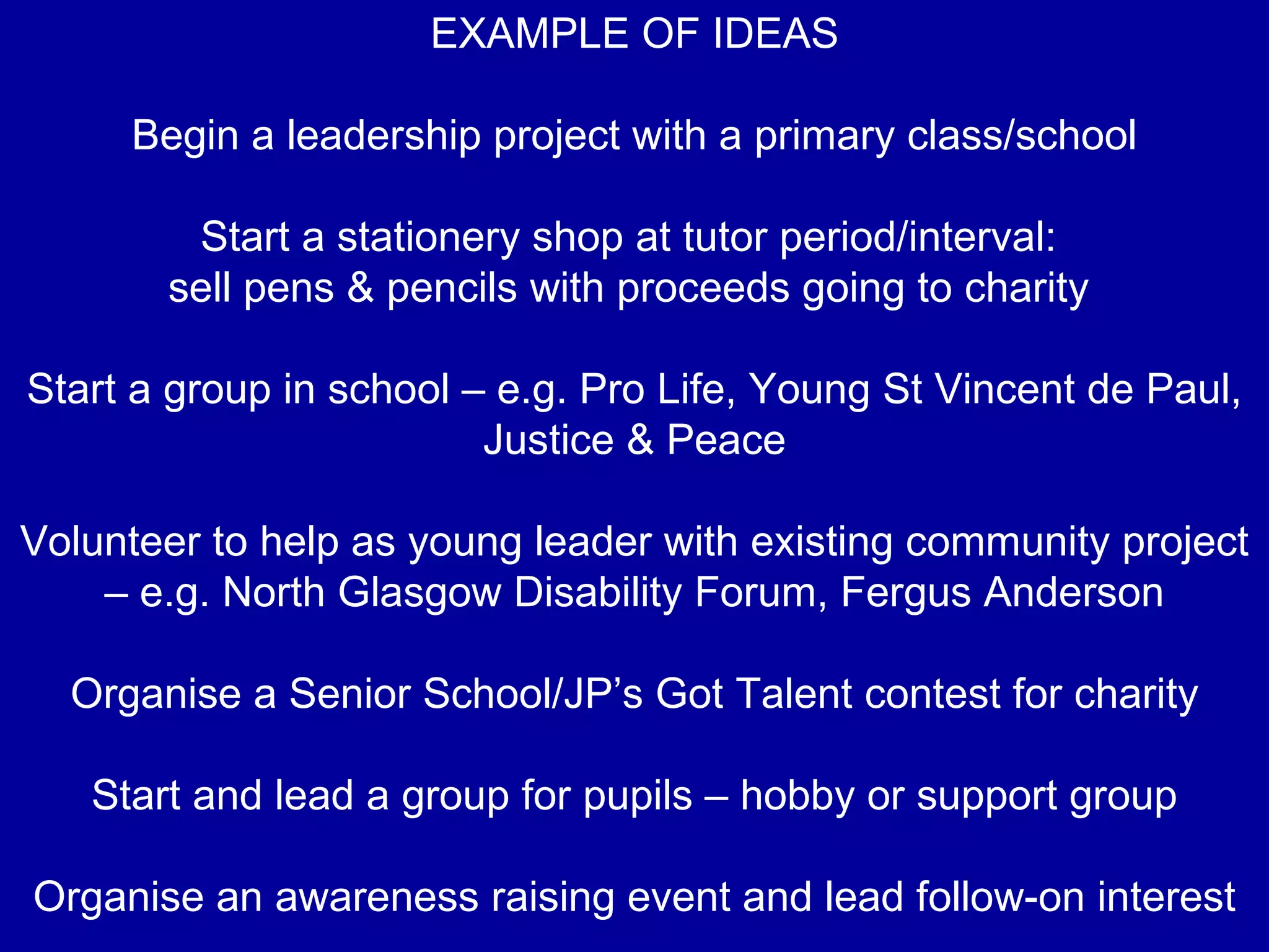 Leadership project ideas | PPT