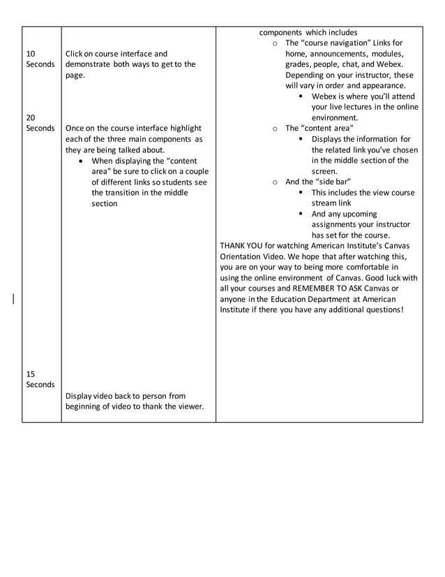 Canvas Orientation Video Script Final Edits | DOCX | Online Education ...