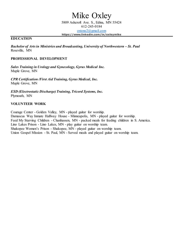 mike oxley resume 2015 | PDF