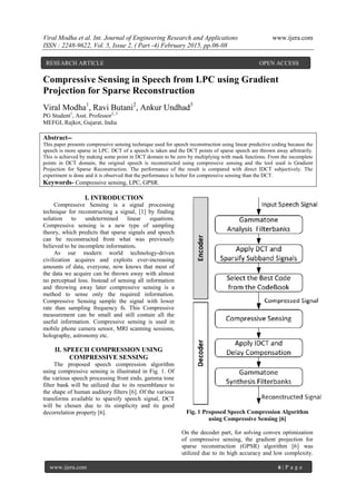 Compressive Sensing in Speech from LPC using Gradient Projection for Sparse Reconstruction | PDF