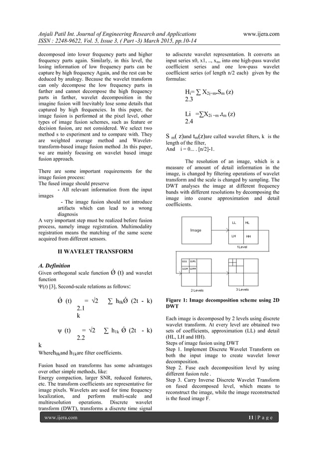 Wavelet Transform based Medical Image Fusion With different fusion methods | PDF | Graphics ...
