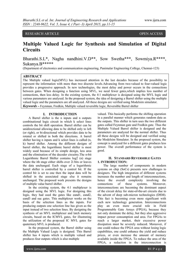 Multiple Valued Logic for Synthesis and Simulation of Digital Circuits | PDF | Programming ...