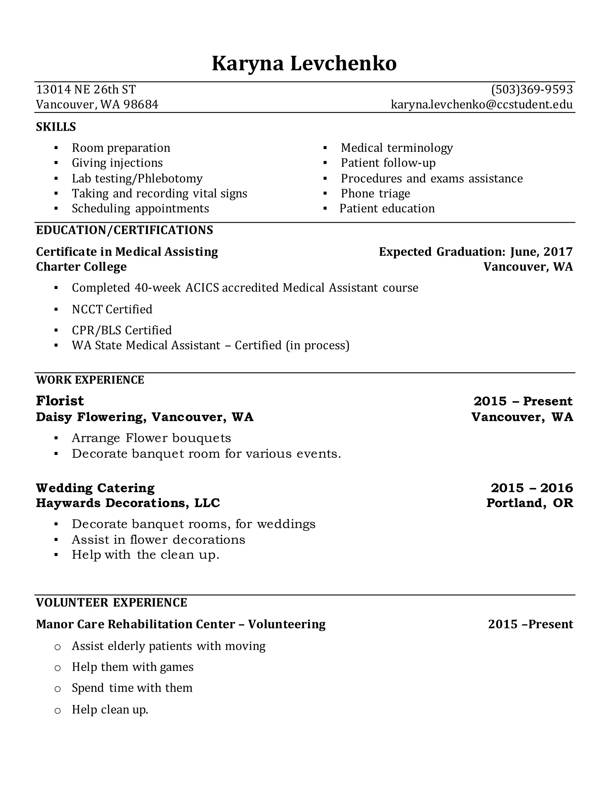 Medical Assistant Resume 2.0 | PDF