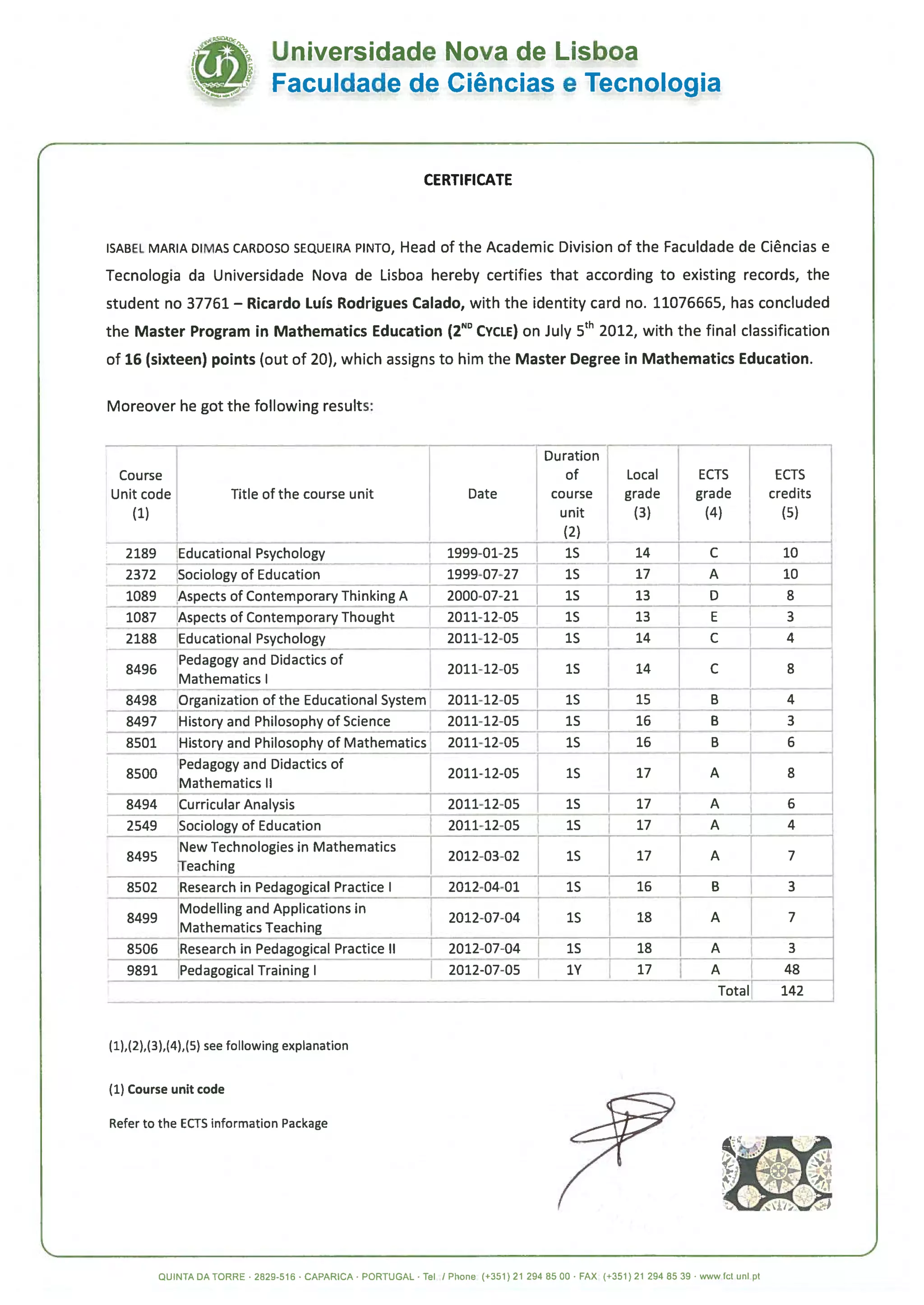 Masters Degree Certificate | PDF