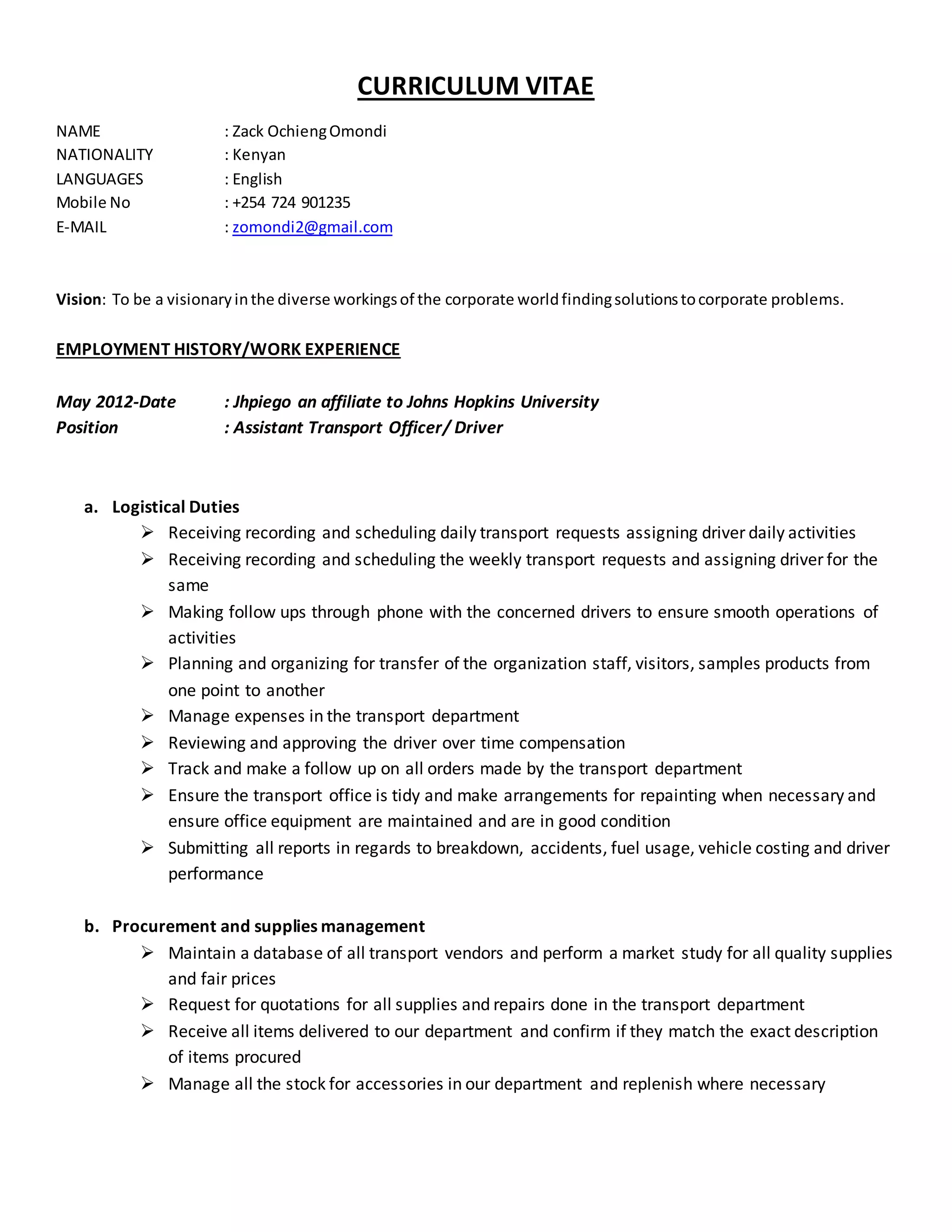 Omondi Zack. RESUME | DOCX