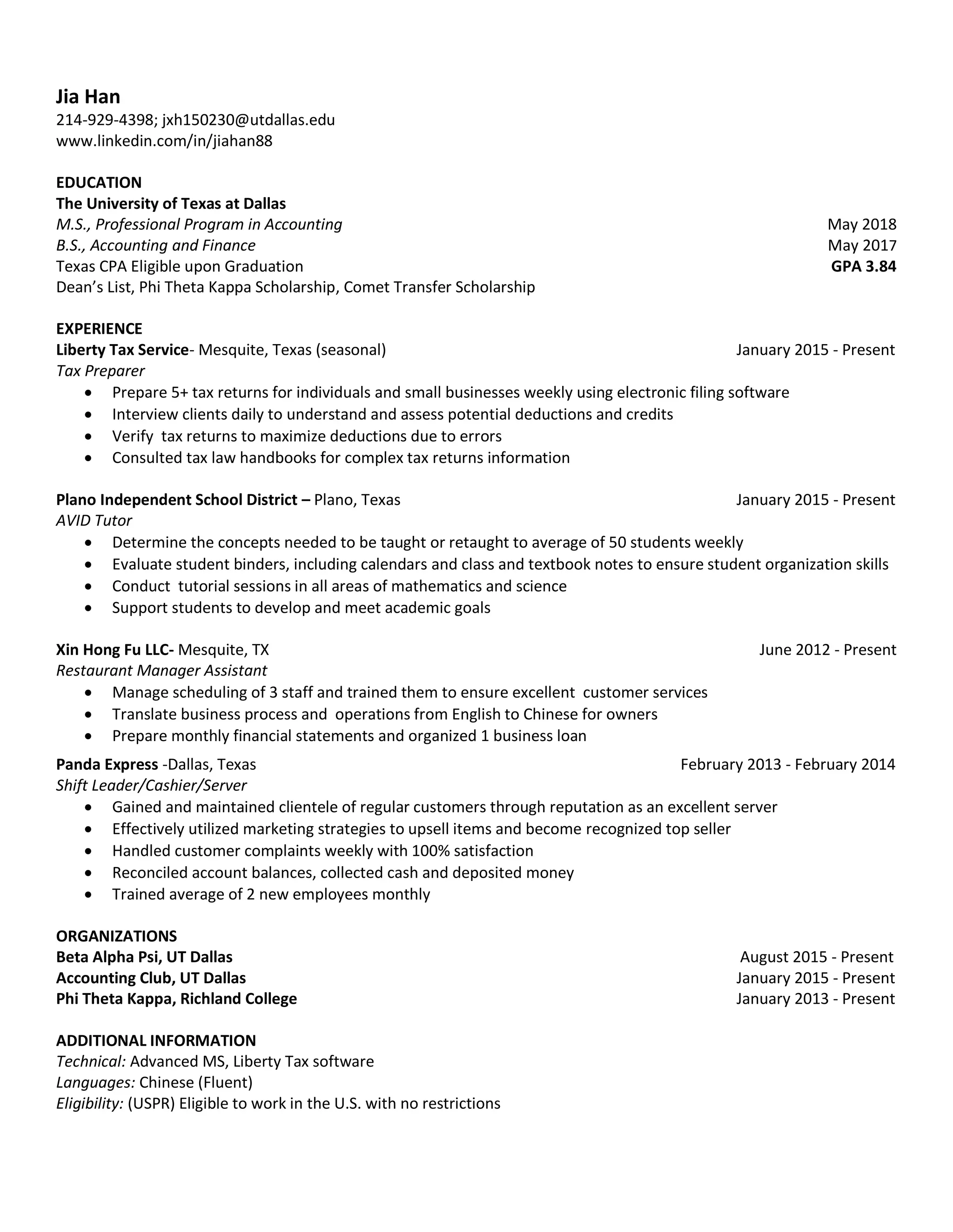 Resume- Jia Han | PDF