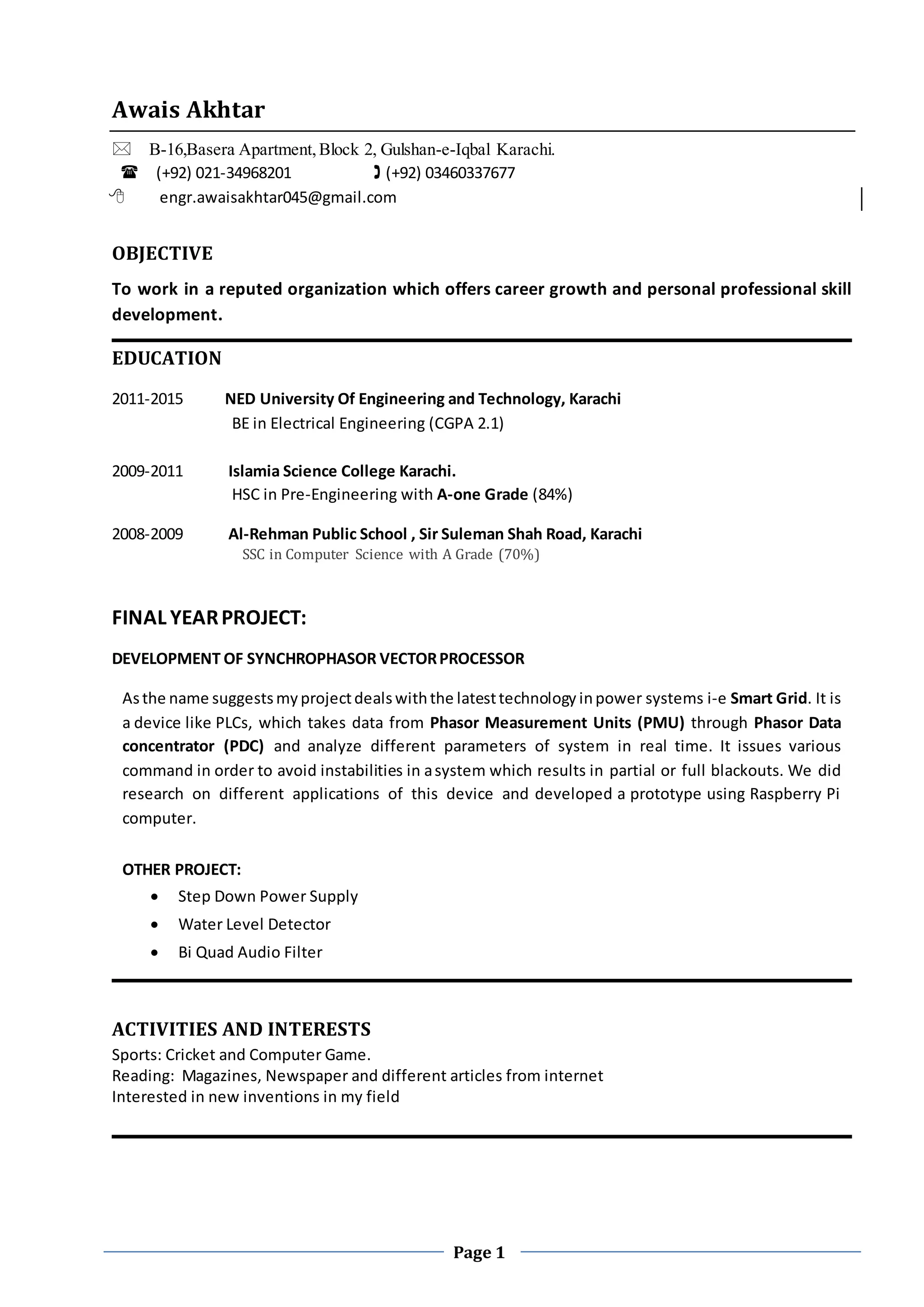 Awais Akhtar CV | DOCX