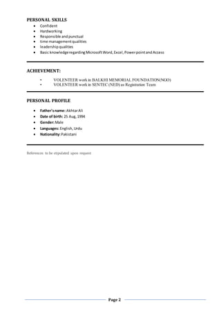 Awais Akhtar CV | DOCX
