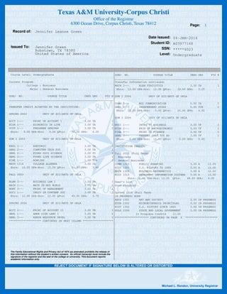 8523157_eTranscript | PDF | Undergraduate Education | College Education