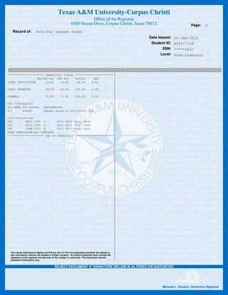 8523157_eTranscript | PDF | Undergraduate Education | College Education