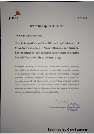 Internship Certificate-PwC | PDF