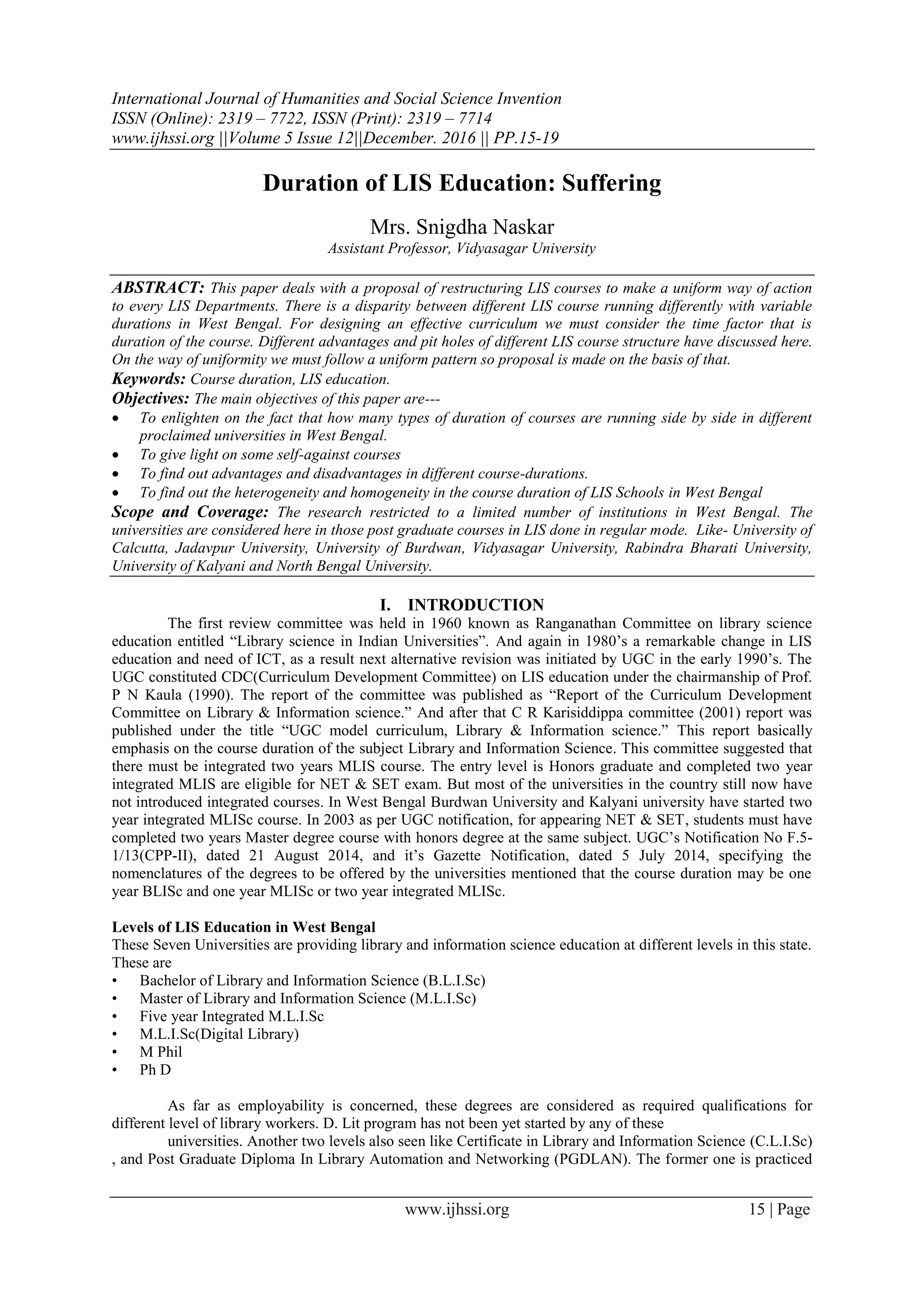 Duration of LIS Education: Suffering | PDF | Postgraduate Education | College Education
