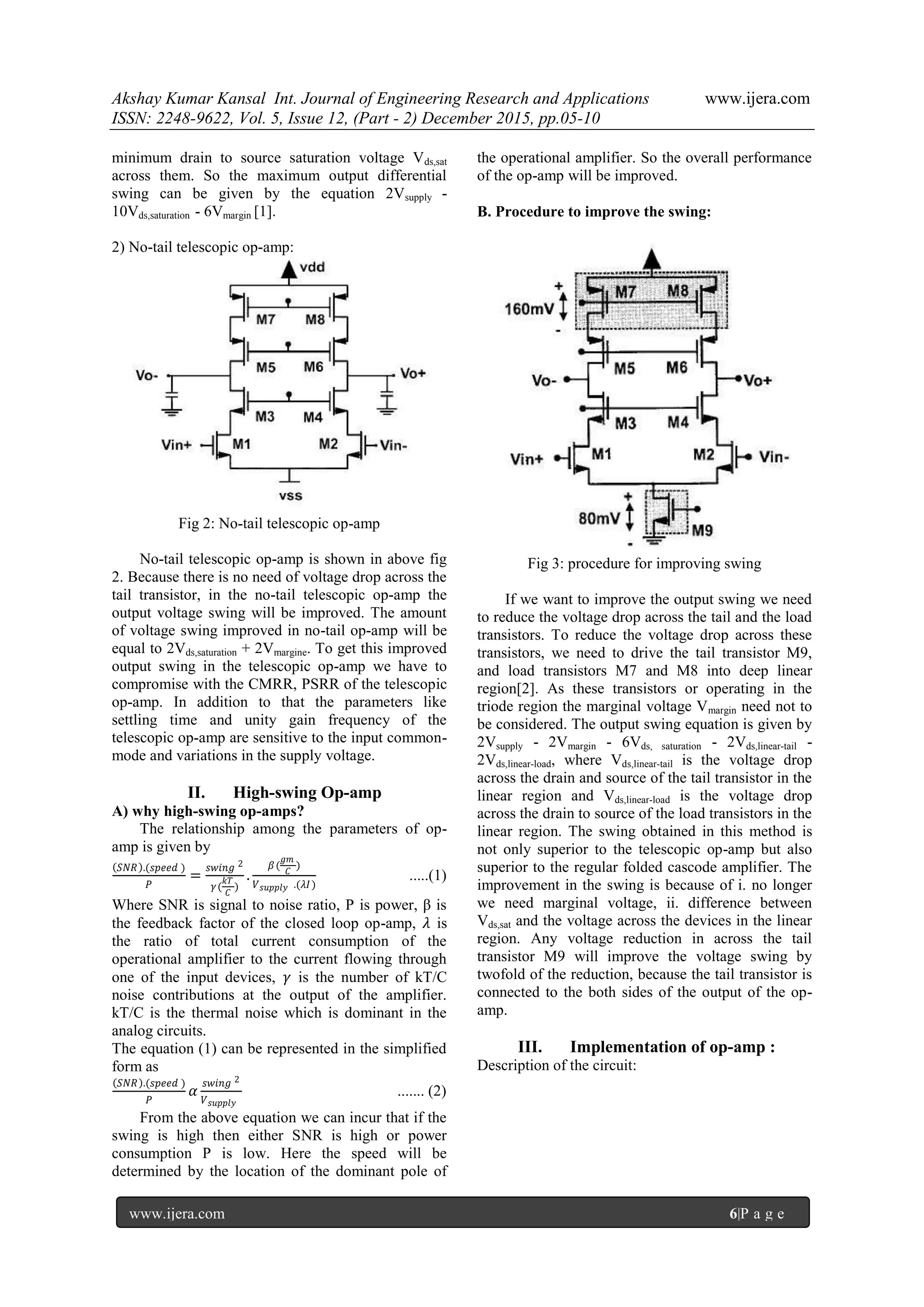 Low Power And Fast Transient High Swing Cmos Telescopic Operational Amplifier Pdf