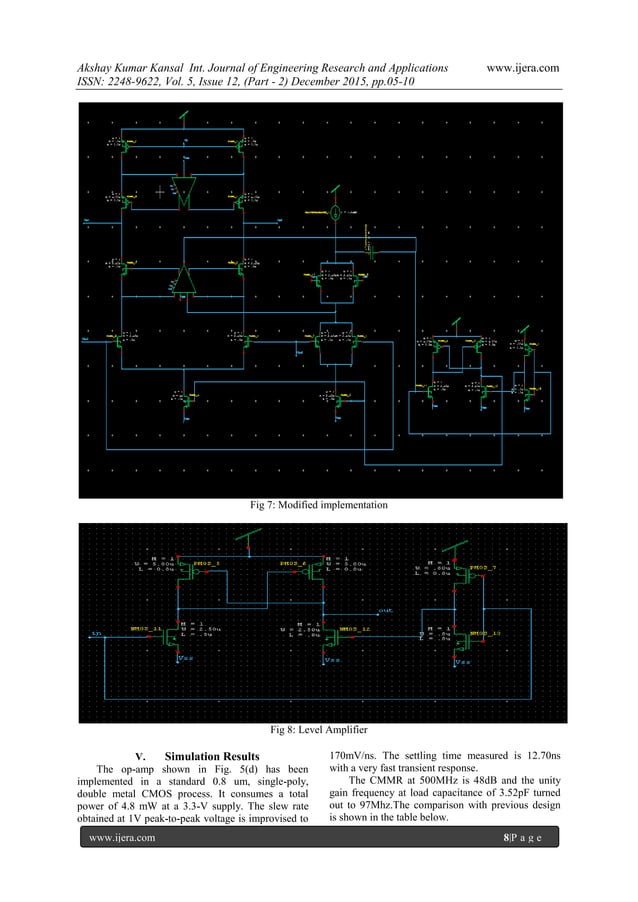 Low Power and Fast Transient High Swing CMOS Telescopic Operational ...