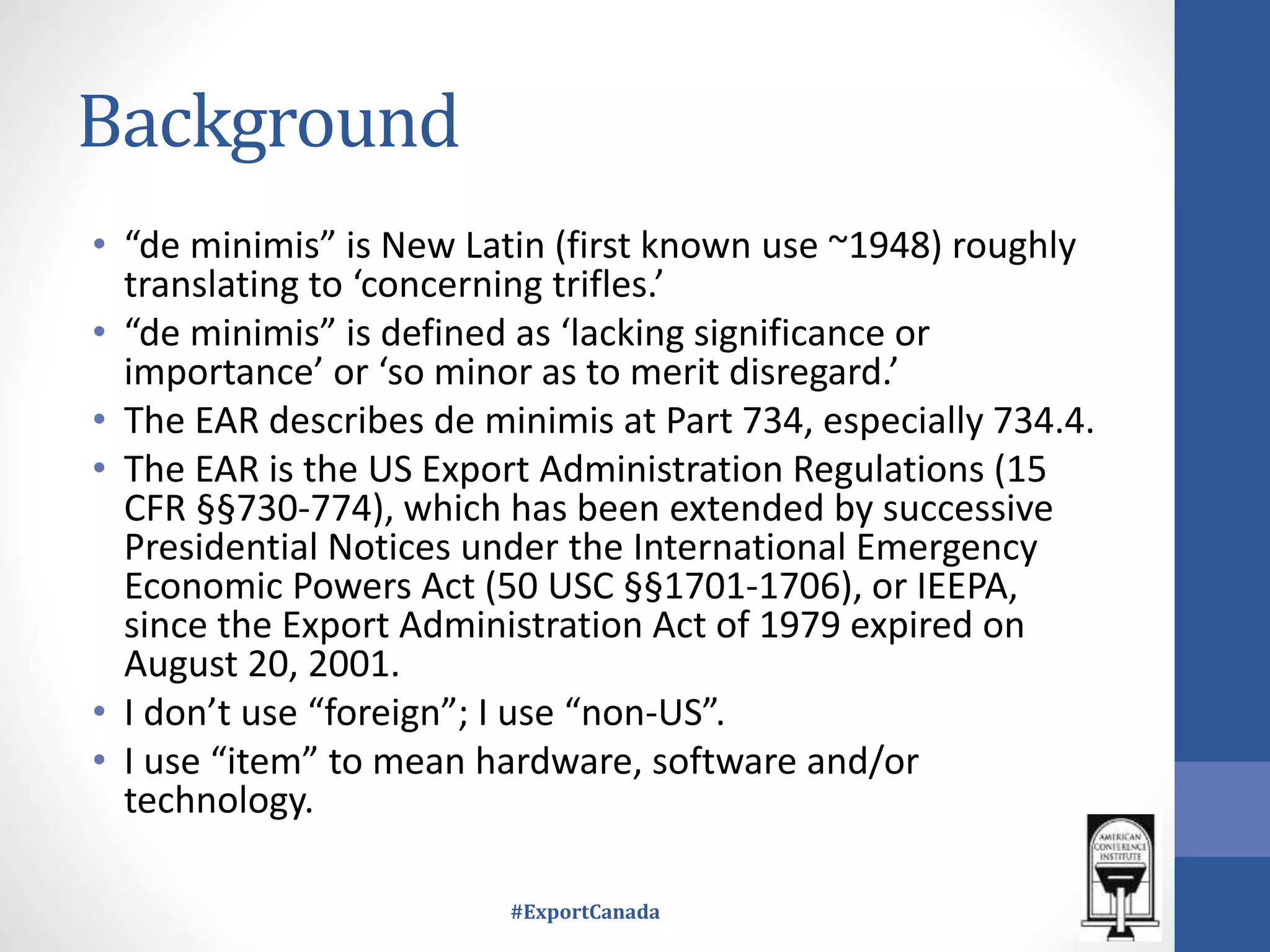 The de minimis Rule In Practice | PPTX
