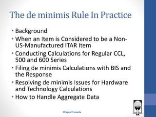 The de minimis Rule In Practice | PPTX