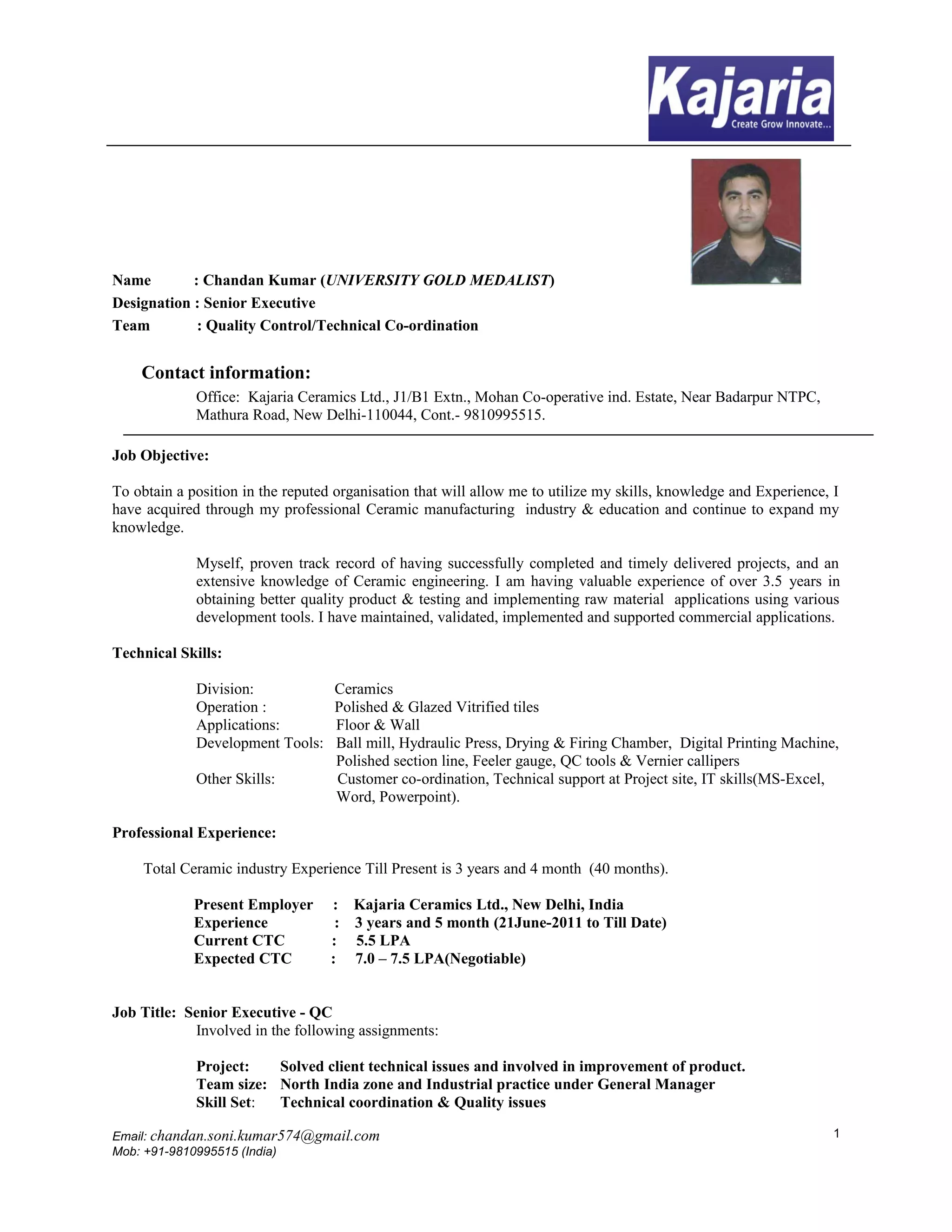 Chandan Kumar resume | DOC | Education