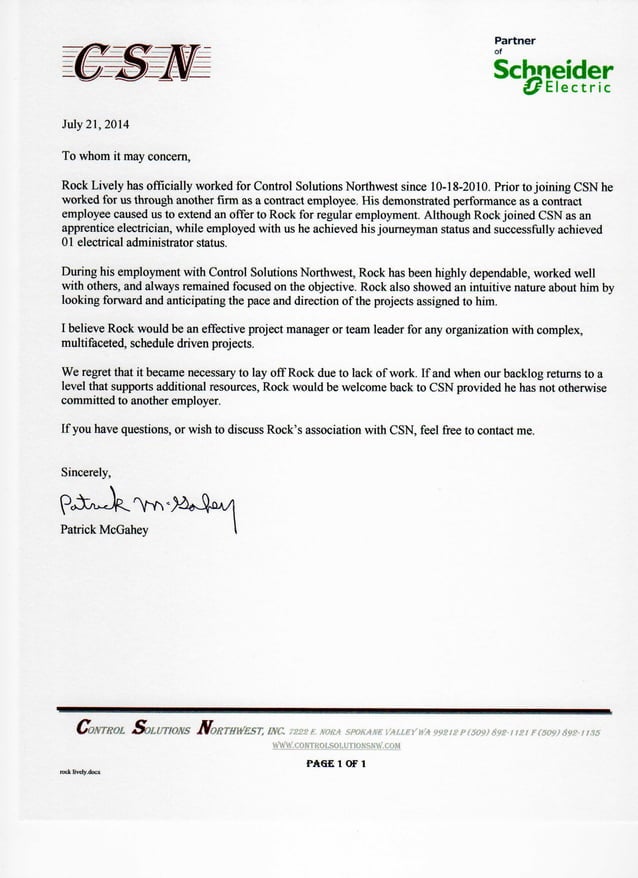 CSN Letter of Reference | PDF