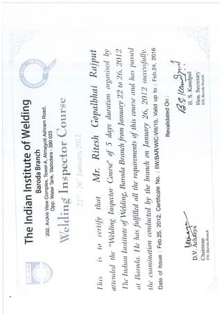 certified welding inspector certificate | PDF
