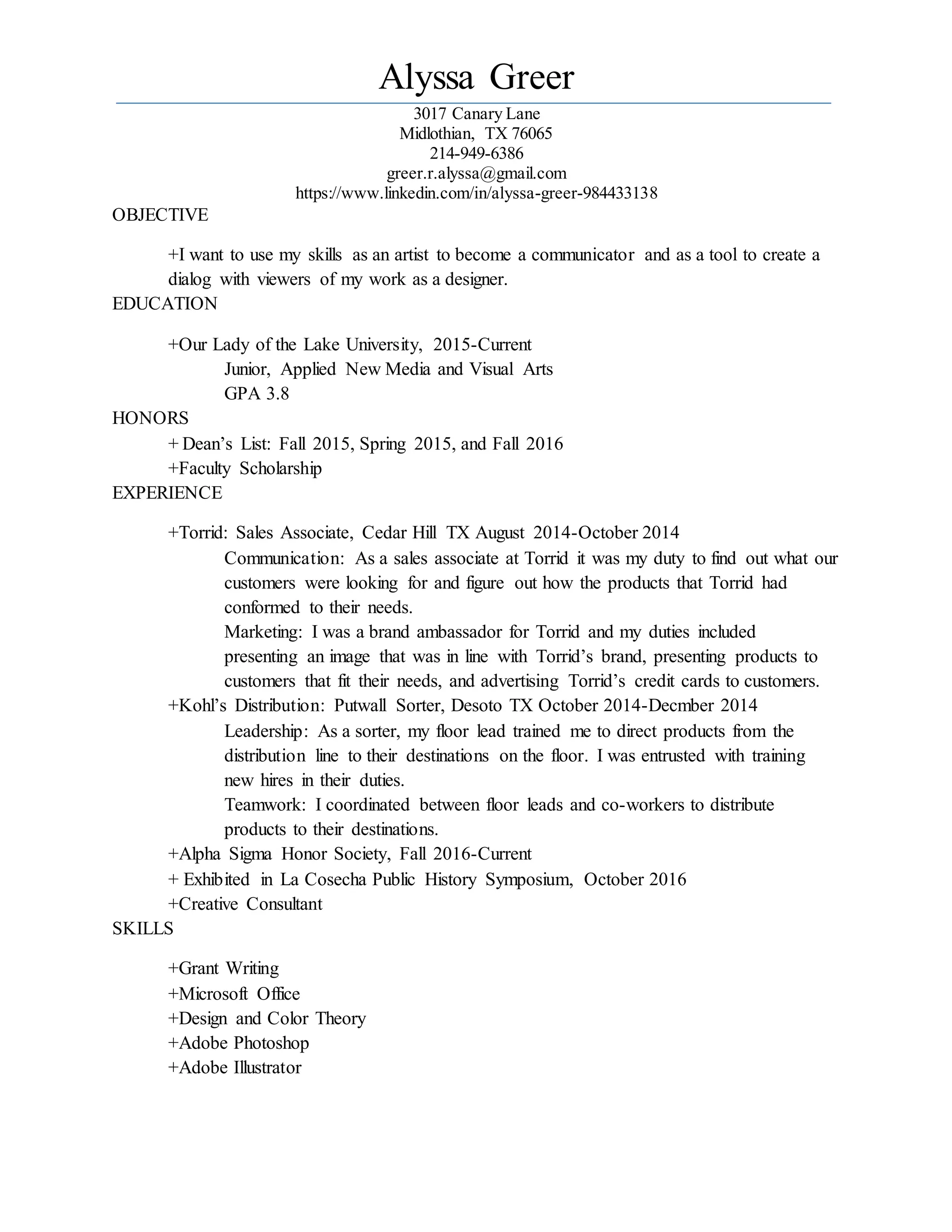 Resume Updated Draft 2 | DOCX | Business | Business and Finance