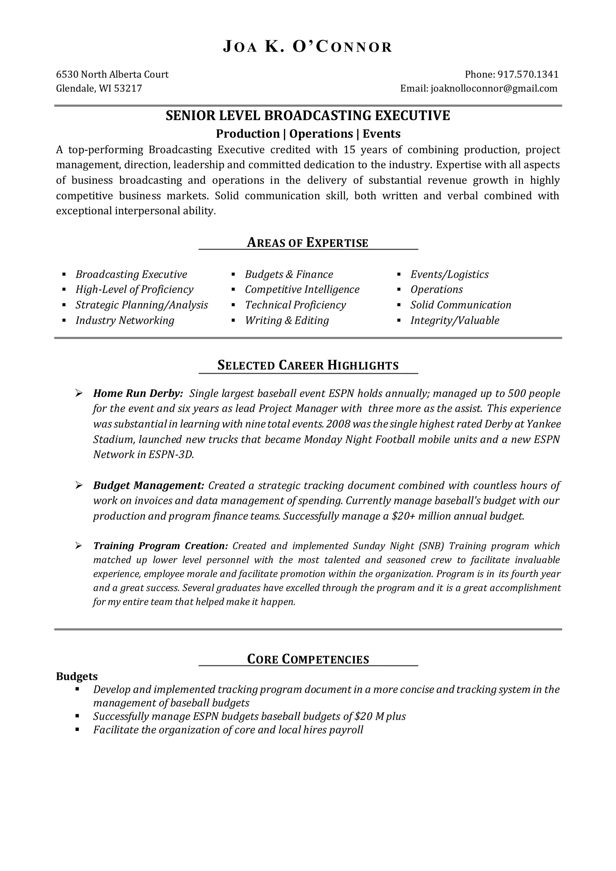 Joa O'Connor resume | PDF