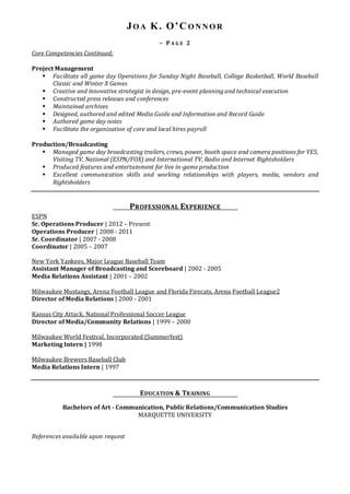 Joa O'Connor resume | PDF