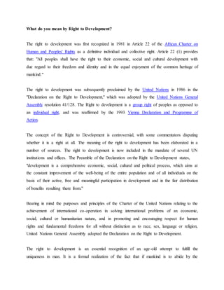 Study on - right to development | PDF
