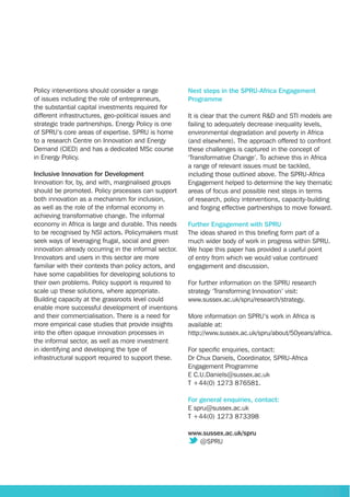 SPRU Africa Policy Brief - September 2016 | PDF
