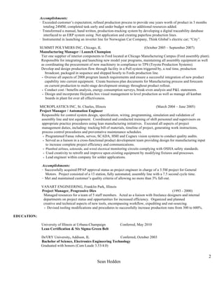 Seanresume3-15.docx-2 | PDF | Manufacturing Industry | Industries