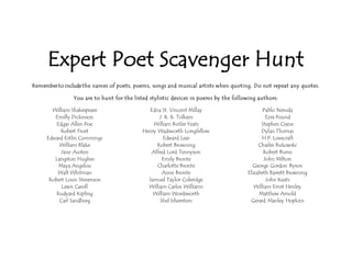 Expert Poet Scavenger Hunt | PPT