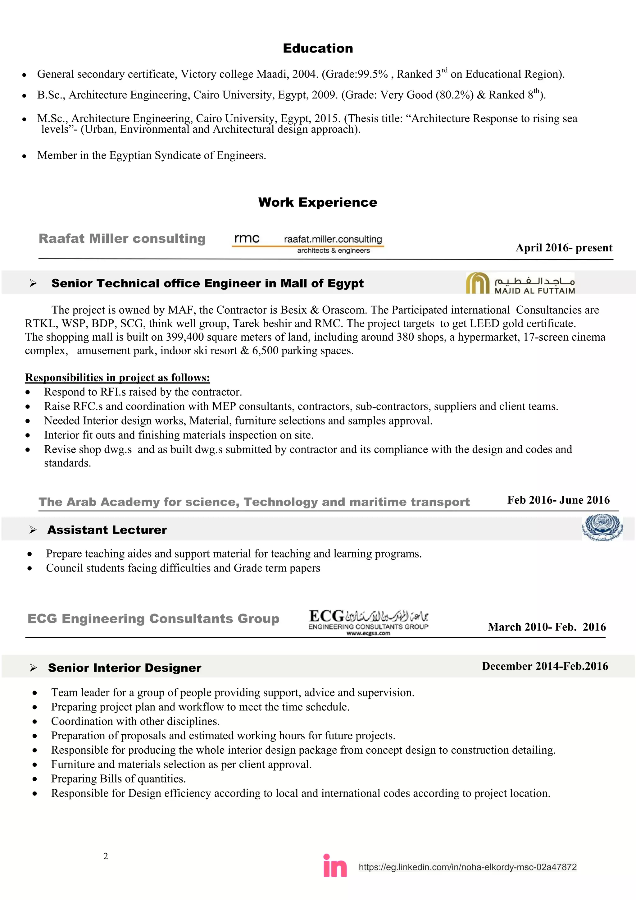 NOHA ALI MAHMOUD EL KORDY CV | PDF | Professional School | Postgraduate Education