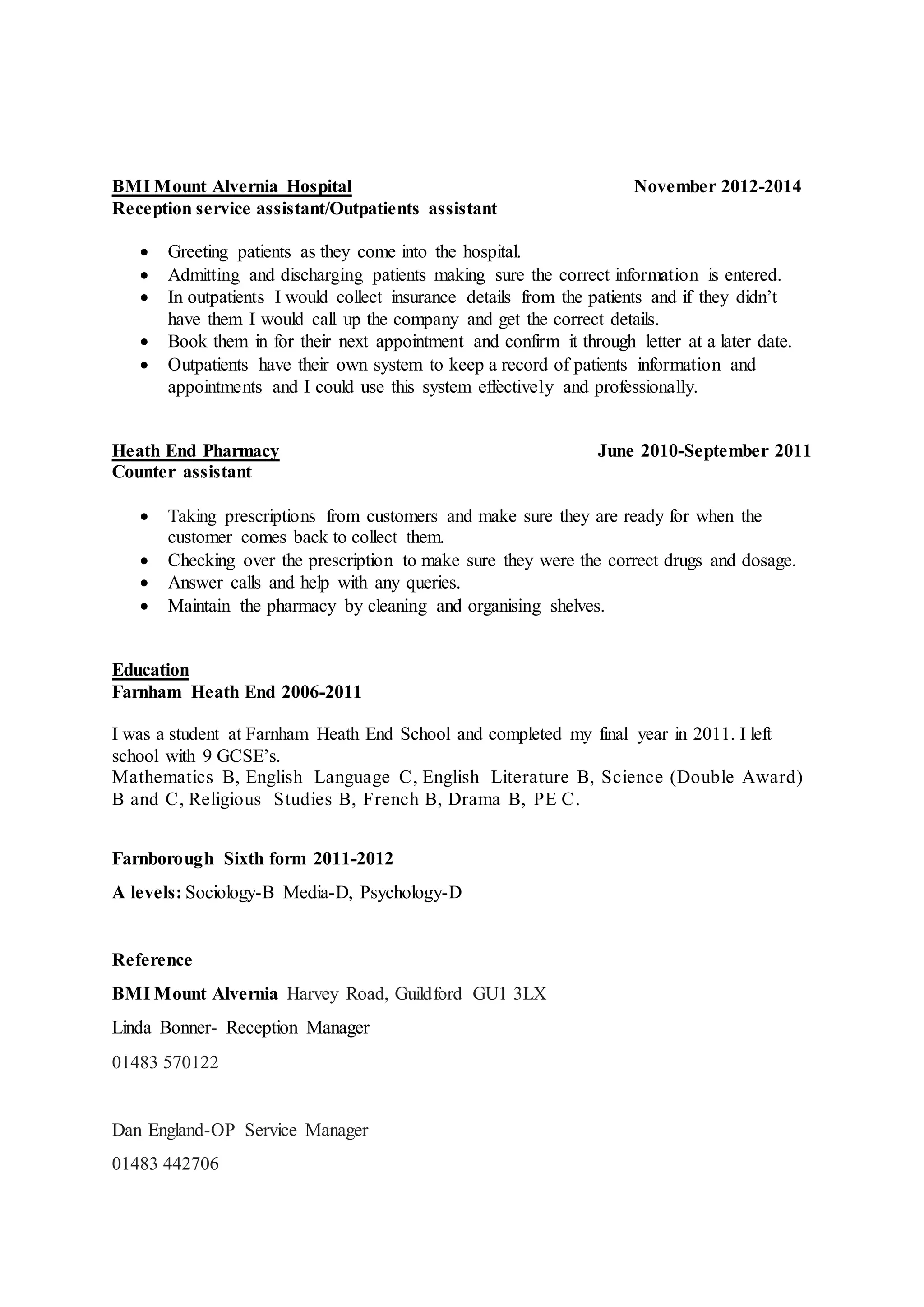 Justine Woodings cv | DOCX | Medical Health