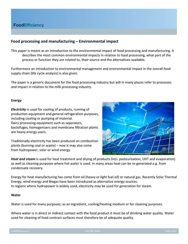 Food processing and manufacturing_Environmental Impact_2015 | PDF ...
