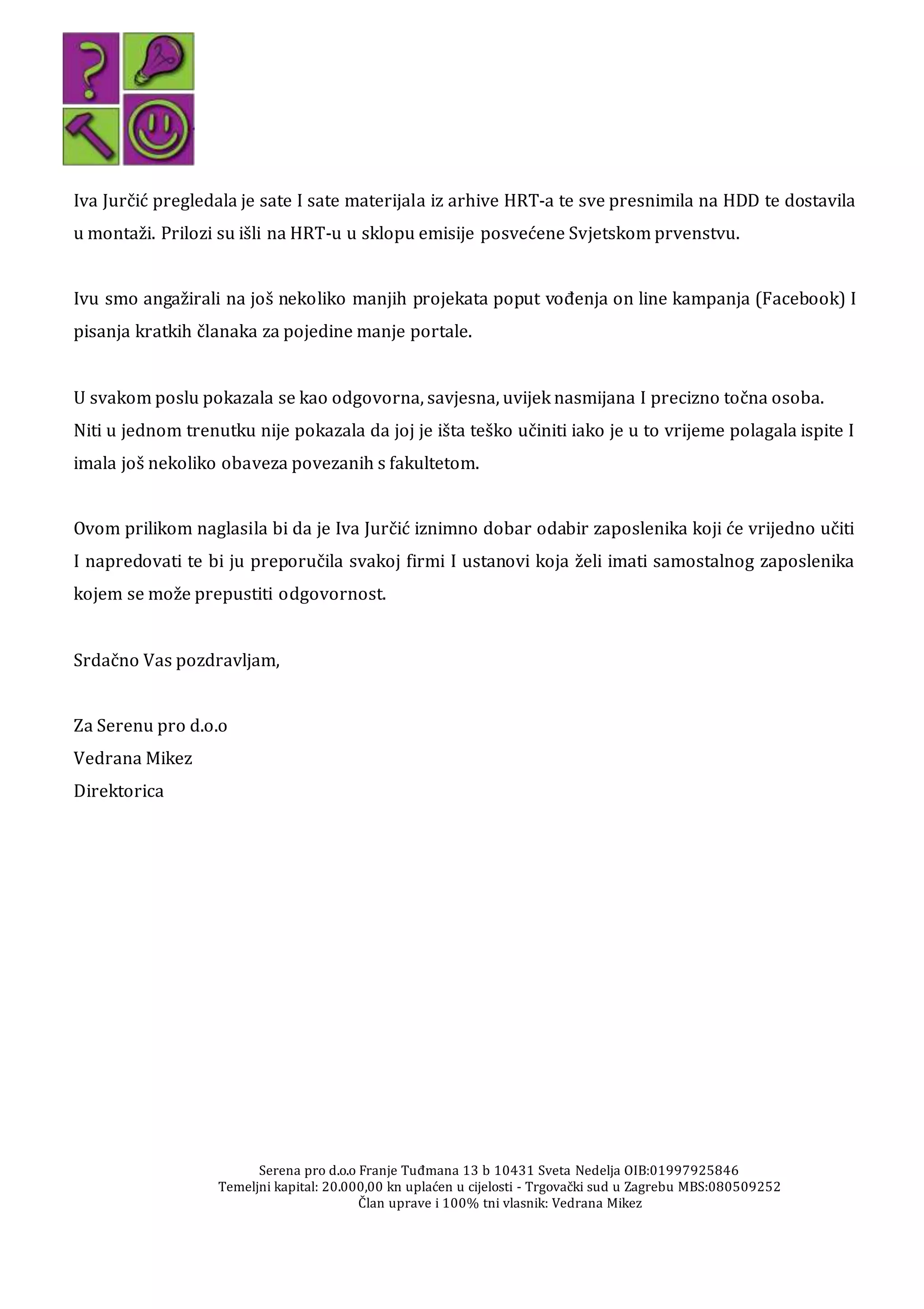 Pismo preporuke Iva MJurcic | DOCX