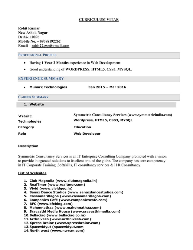 Rohit Kumar_Web Developer_CV | PDF