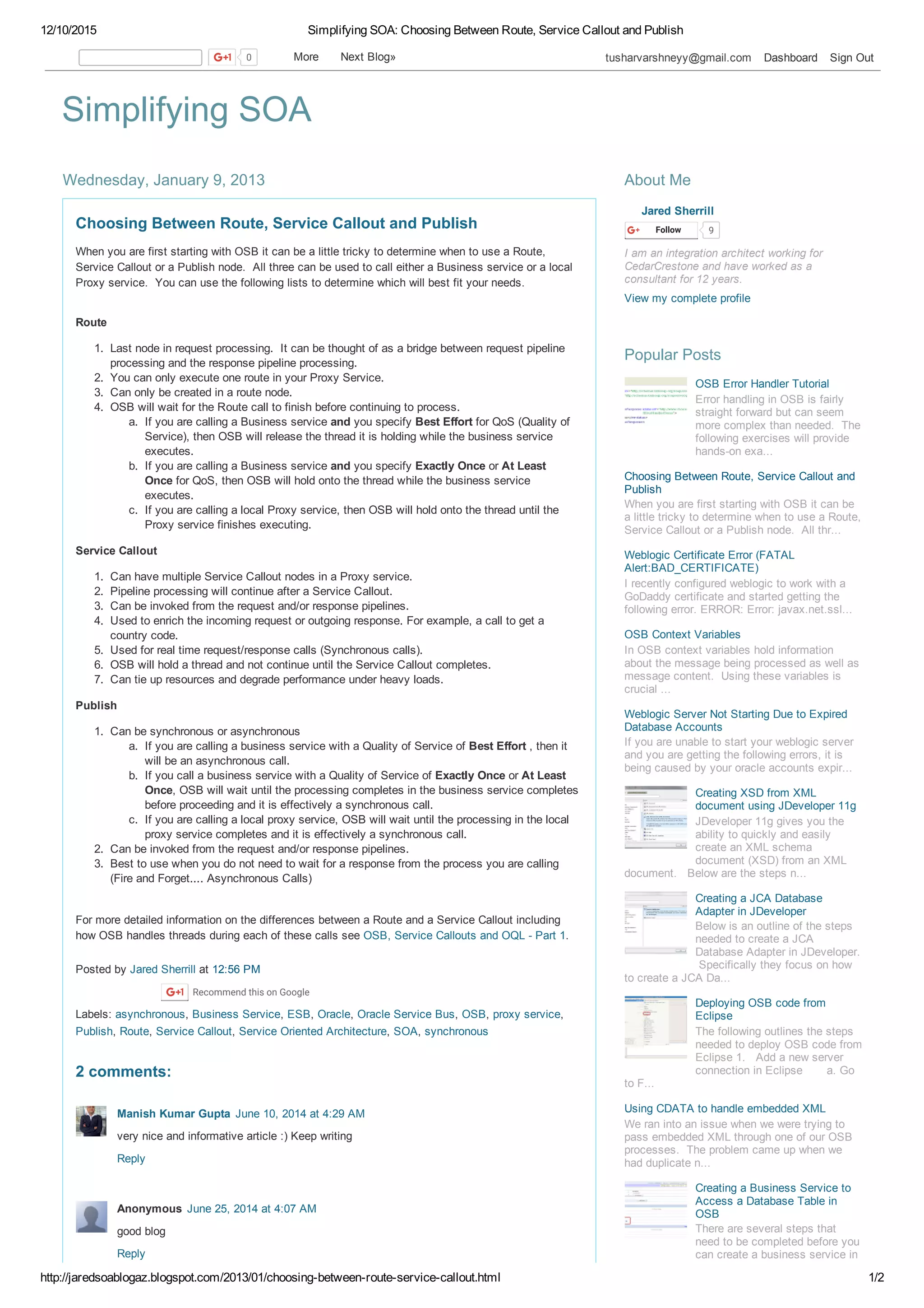 Simplifying SOA_ Choosing Between Route, Service Callout and Publish | PDF Simplifying SOA_ Choosing Between Route, Service Callout and Publish | PDF