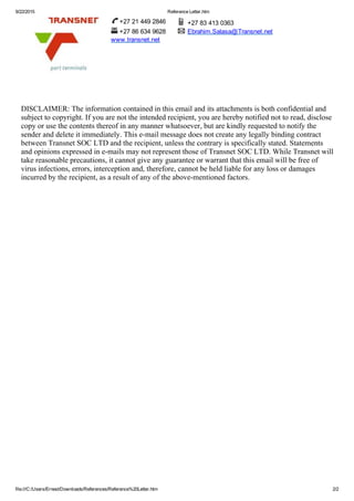 Reference Letter | PDF