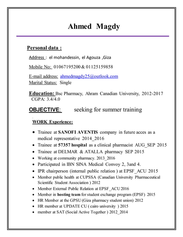 c v | DOCX | Medical Health