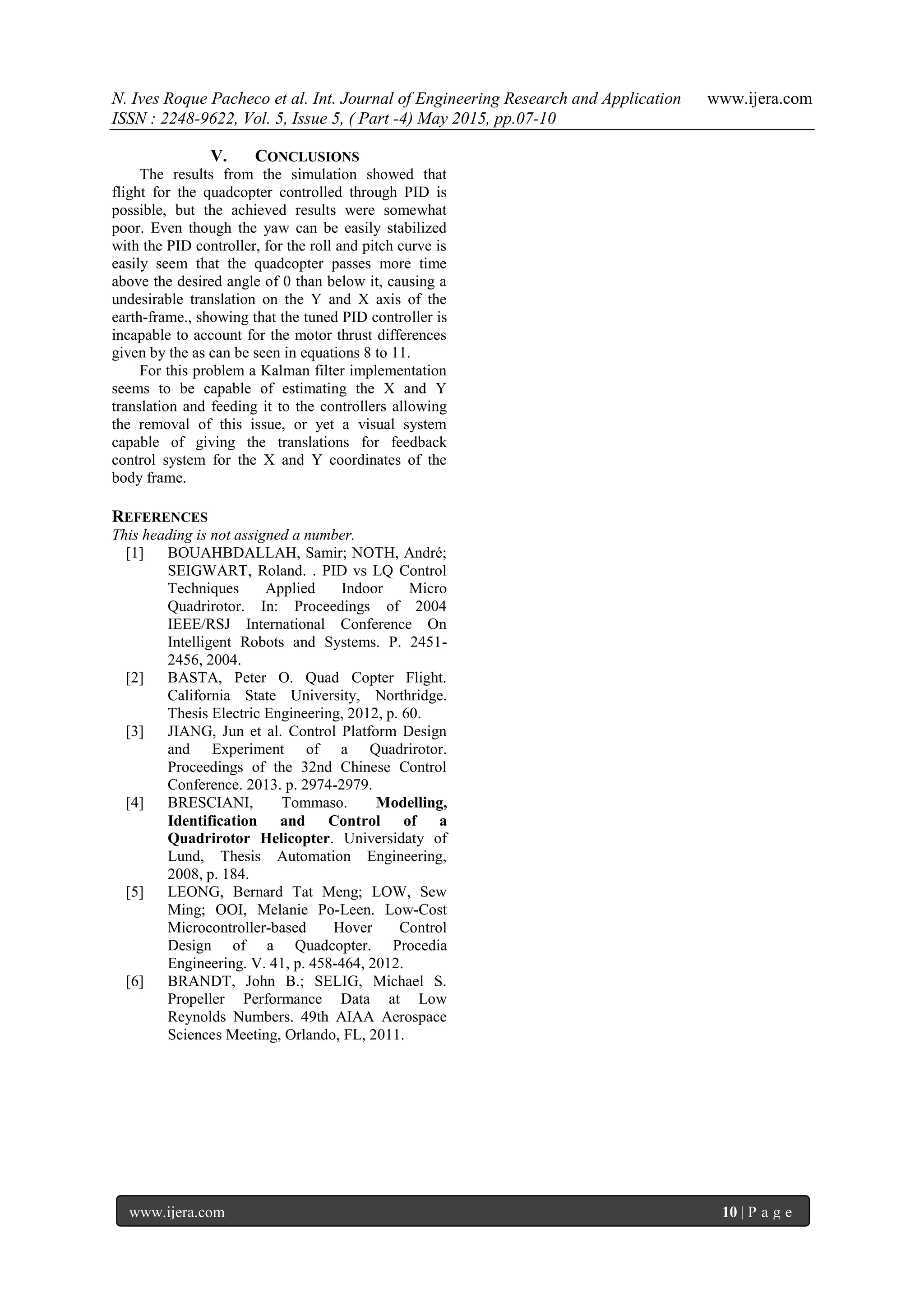 Stability Control of an Autonomous Quadcopter through PID Control Law | PDF