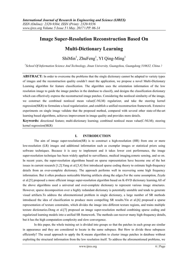 Image Super-Resolution Reconstruction Based On Multi-Dictionary Learning | PDF